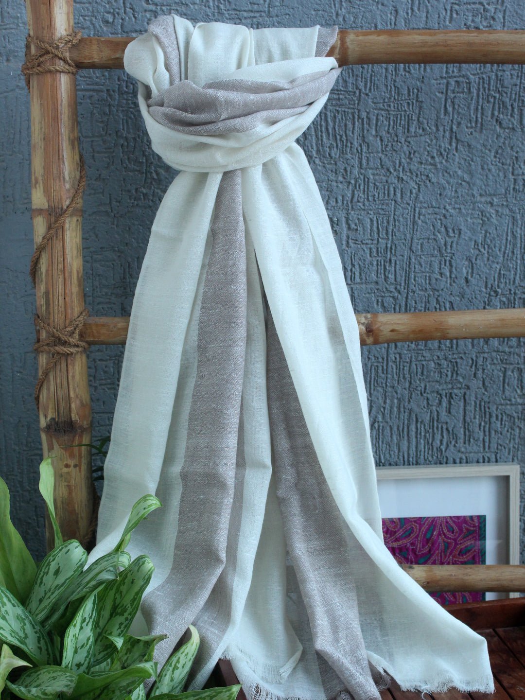 Natural Angora Wool Handloom Stole – Weaves of Tradition