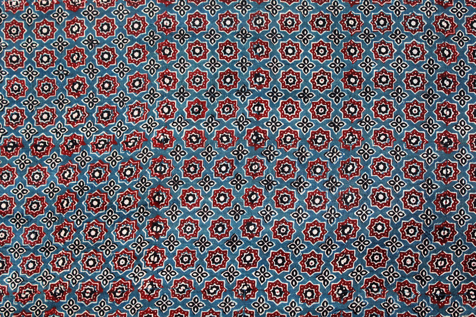 Indigo Ajrakh Hand Block Printed Mashru Silk Fabric – Weaves of Tradition